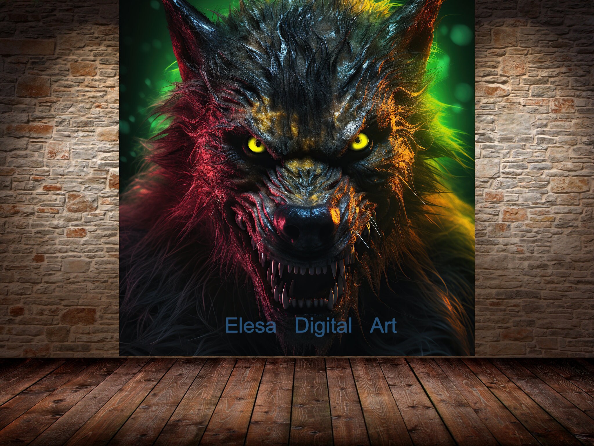 Halloween Wall Art Werewolf Digital Monster Gift Funny Decor - Etsy