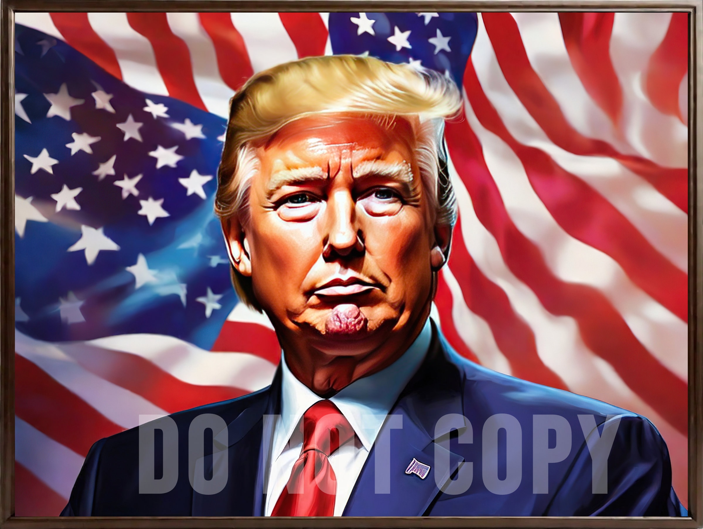 Donald Trump Portrait, Patriotic Poster, USA Flag, Gold Collection ...