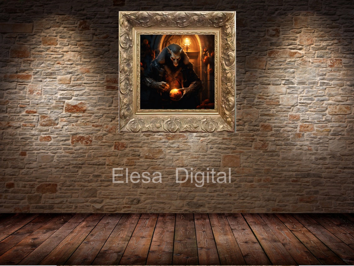 Halloween Werewolf Holiday Banner for Print Scary Monster Lycan Digital ...