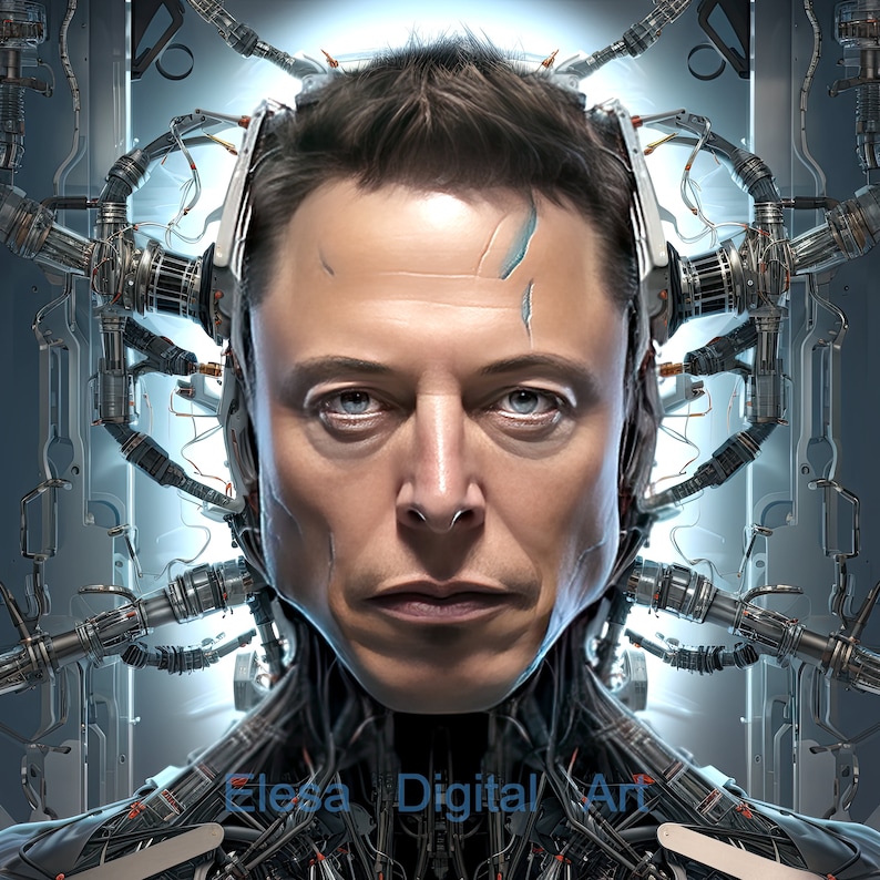 Elon Musk Photo SVG Neural Network Ai Cyborg Horror Image Digital Print ...