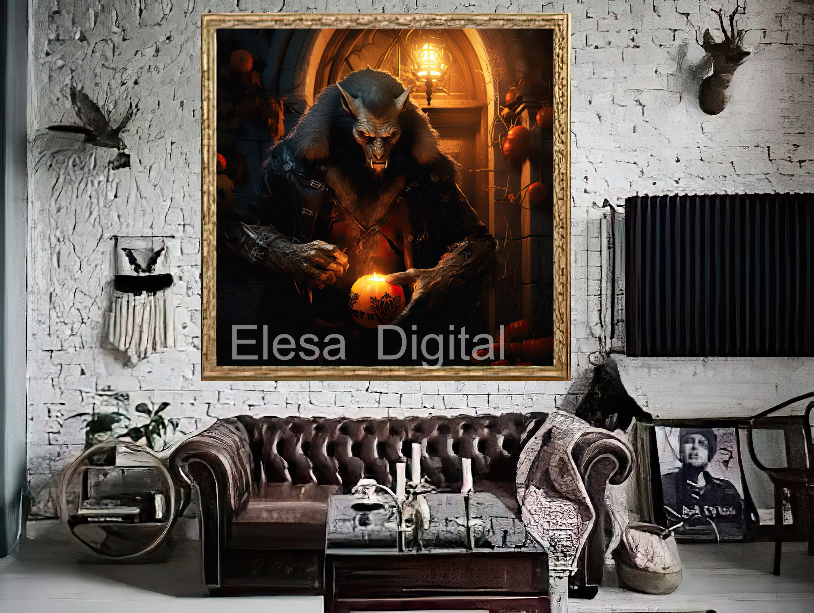 Halloween Werewolf Holiday Banner for Print Scary Monster Lycan Digital ...