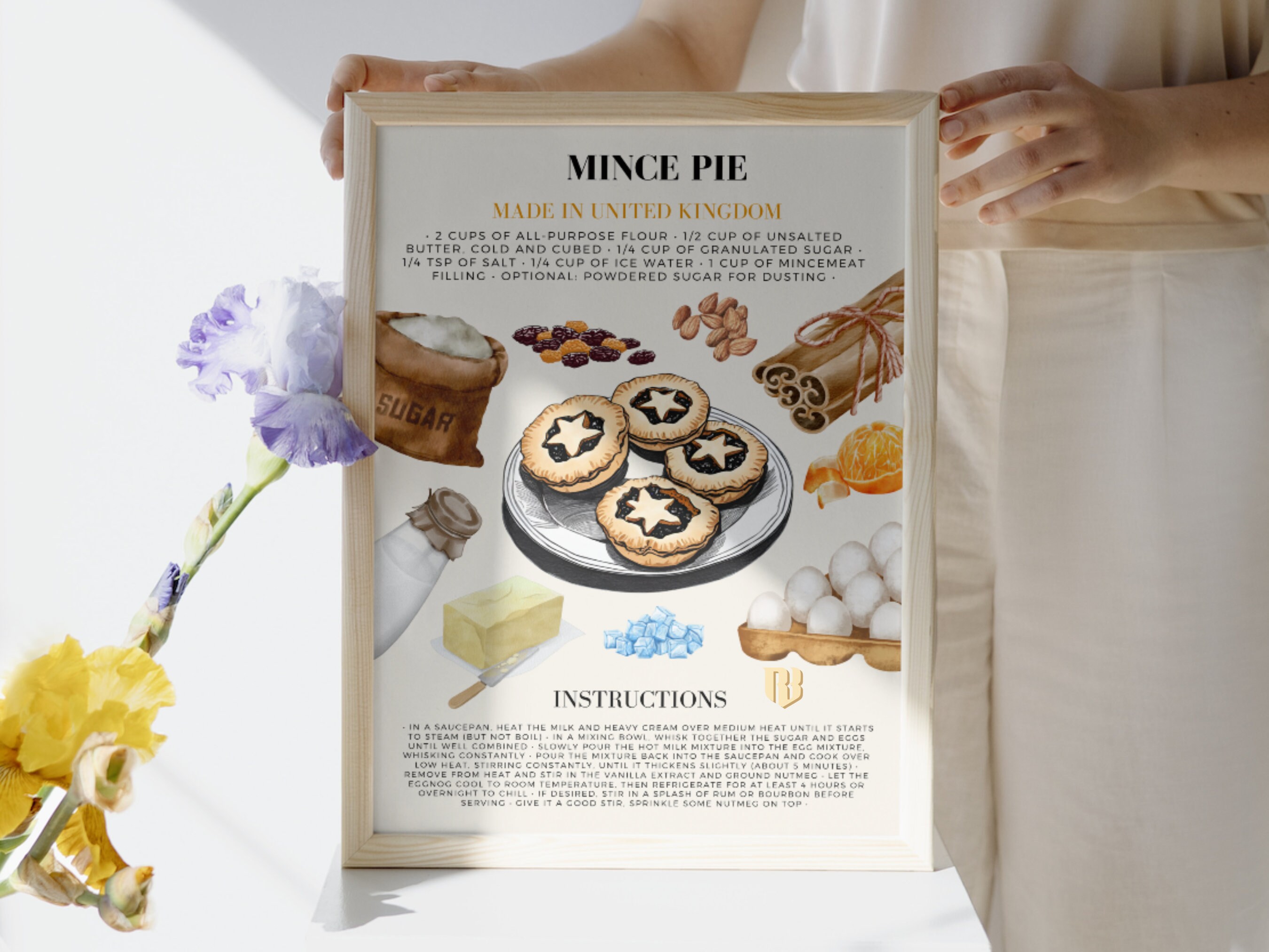 MINCE PIES | Wall Art | Recipe Print | Kitchen|home Decor | Christmas ...
