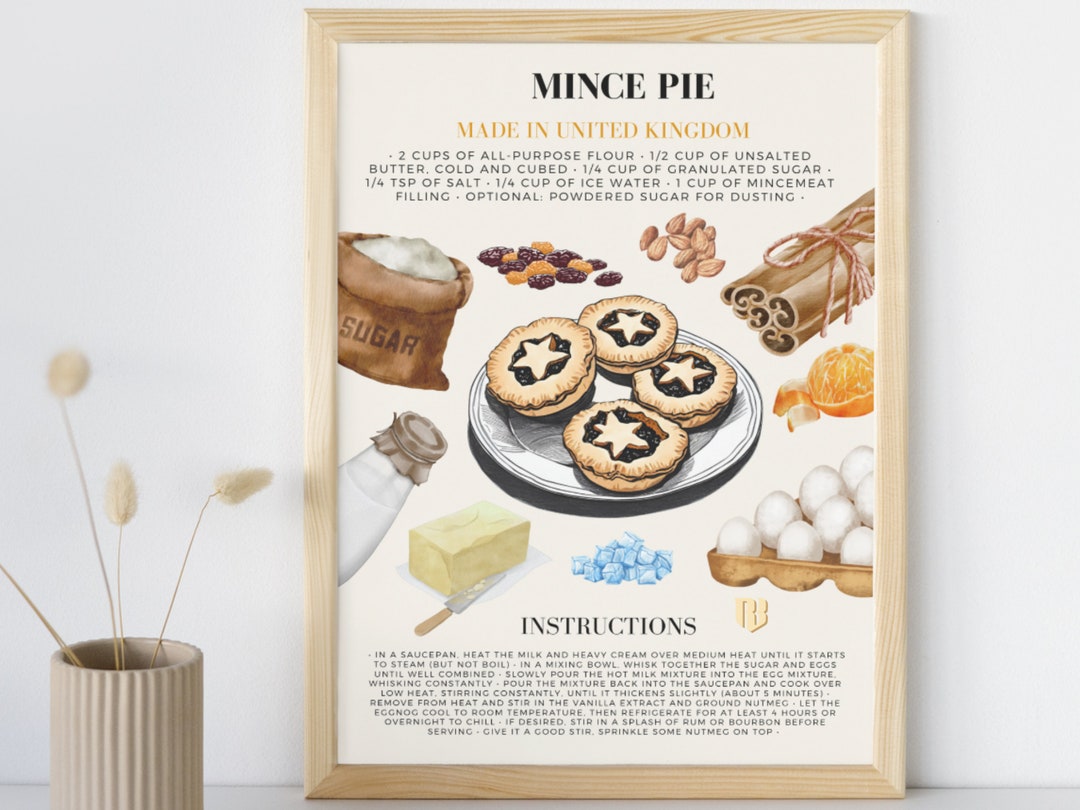 MINCE PIES | Wall Art | Recipe Print | Kitchen|home Decor | Christmas ...
