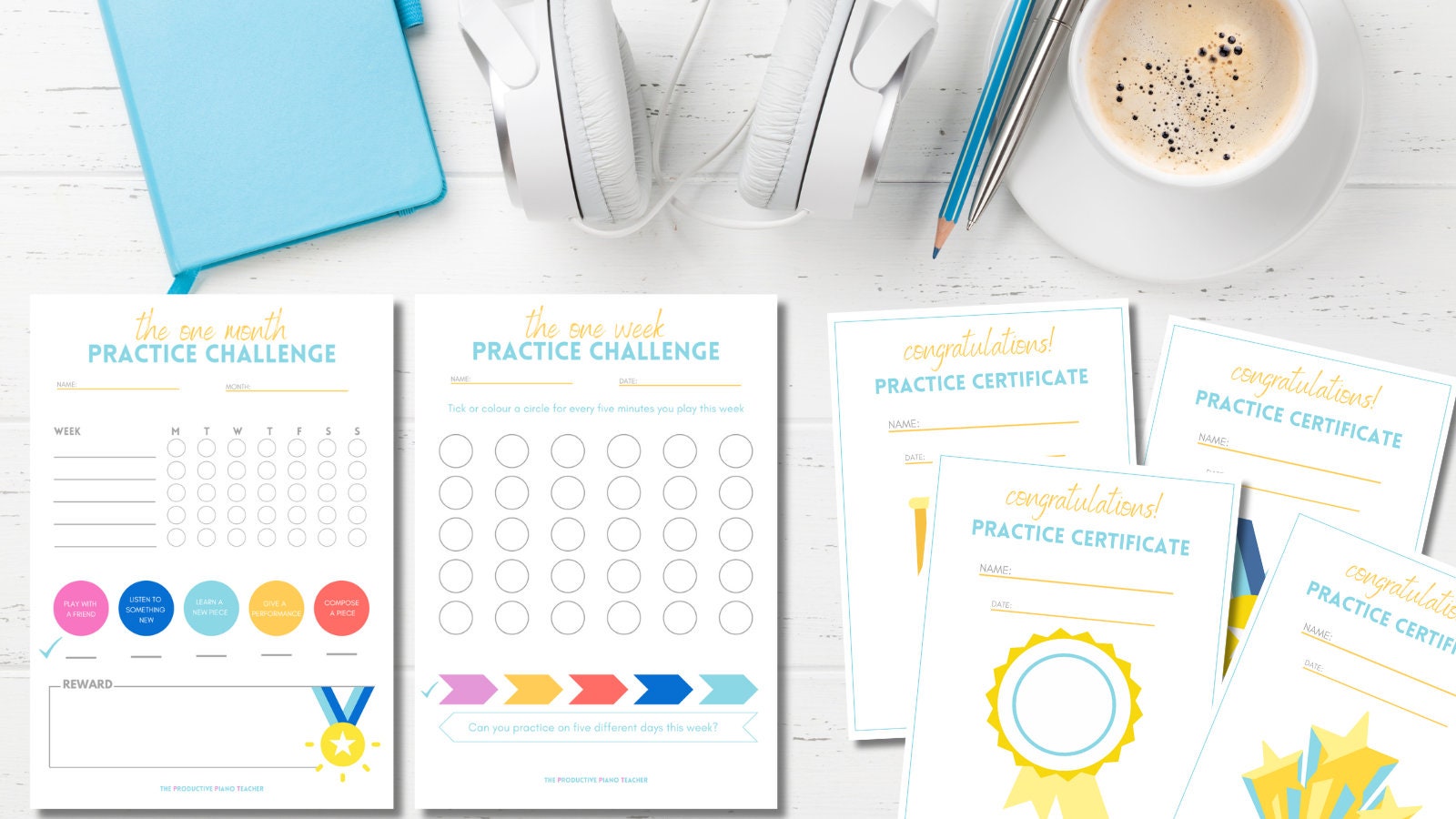 Piano Practice Challenge Printable Bundle Music Student Tracker - Etsy