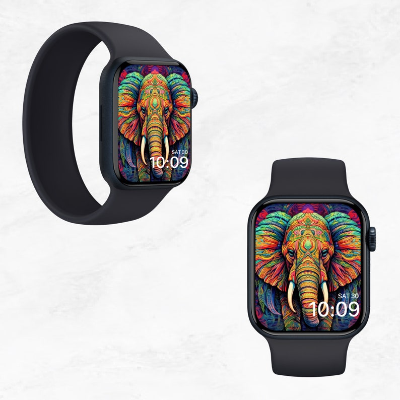 Elephant Mandala Apple Watch Wallpaper, Colorful Smartwatch Background ...
