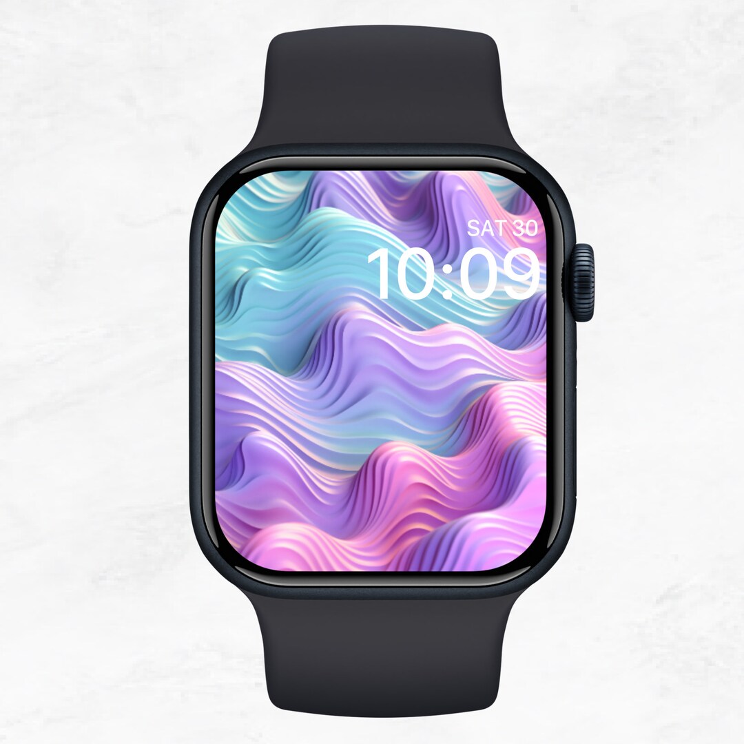 Rainbow Waves Apple Watch Wallpaper, Pastel Smartwatch Background ...