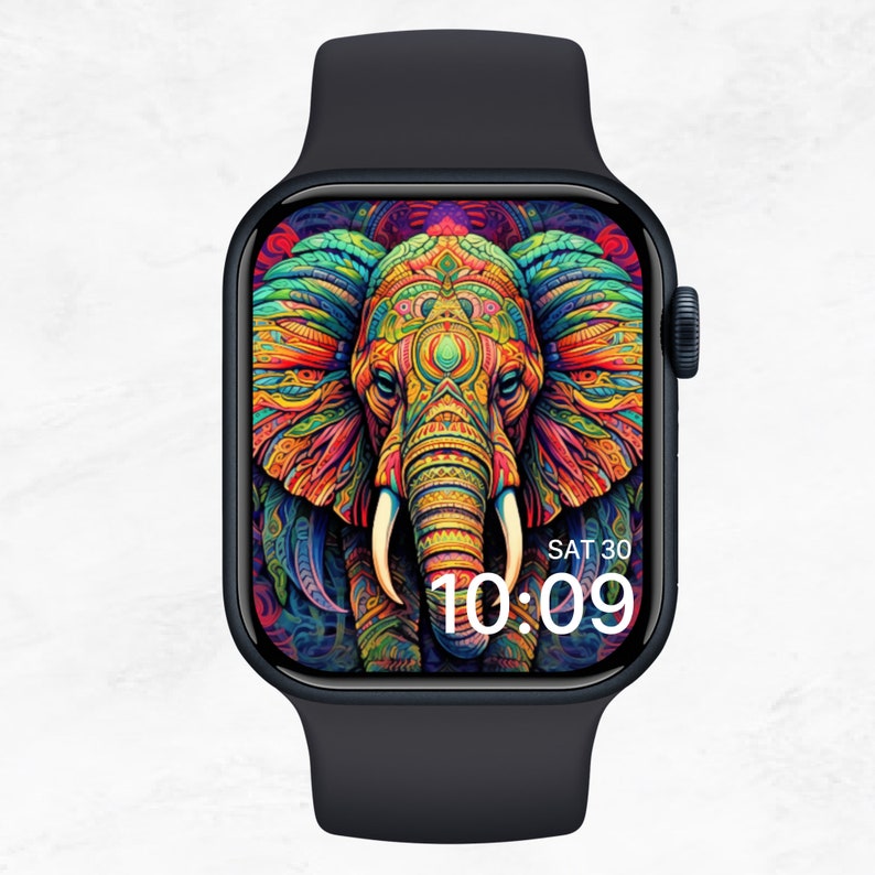Elephant Mandala Apple Watch Wallpaper, Colorful Smartwatch Background ...