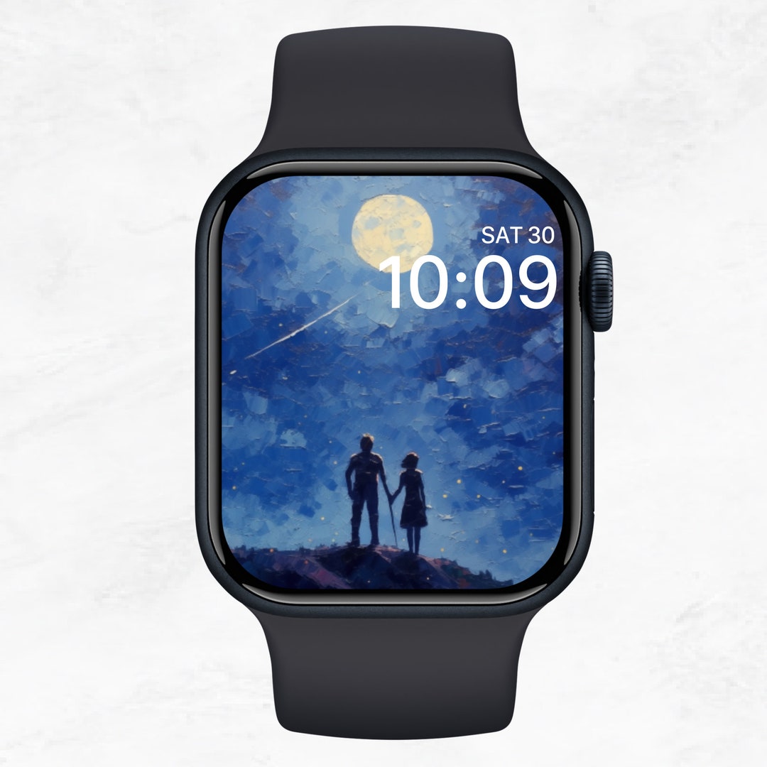 Lovers Moon Apple Watch Wallpaper, Night Sky Smartwatch Background ...