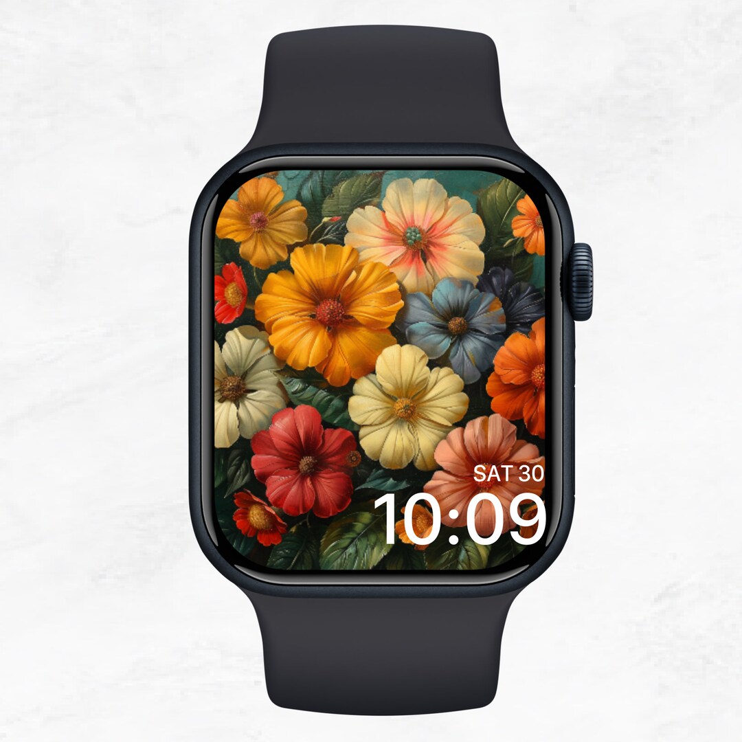 Flowers Apple Watch Wallpaper, Vintage Smartwatch Background, Painting ...