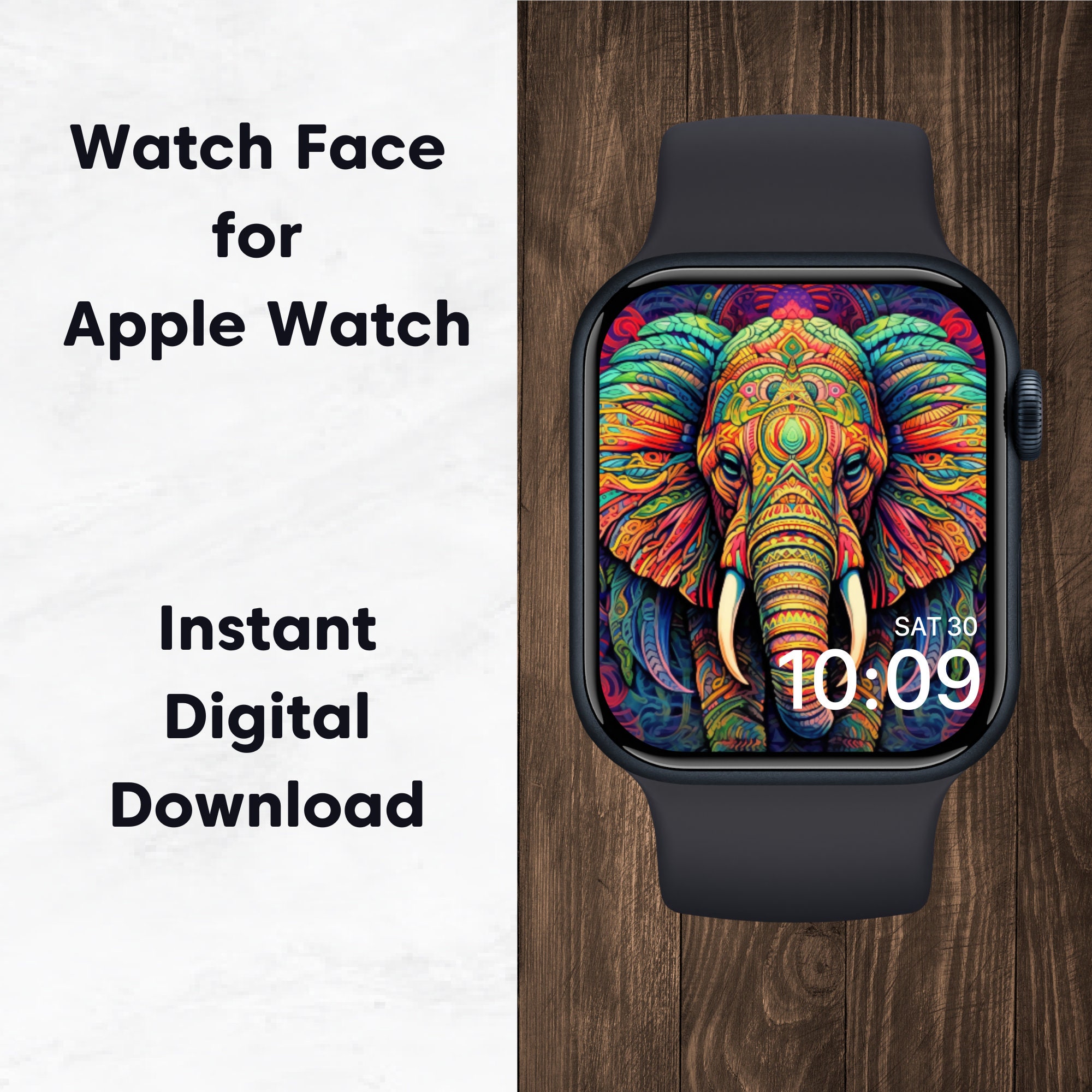 Elephant Mandala Apple Watch Face, Colorful Smartwatch Wallpaper ...