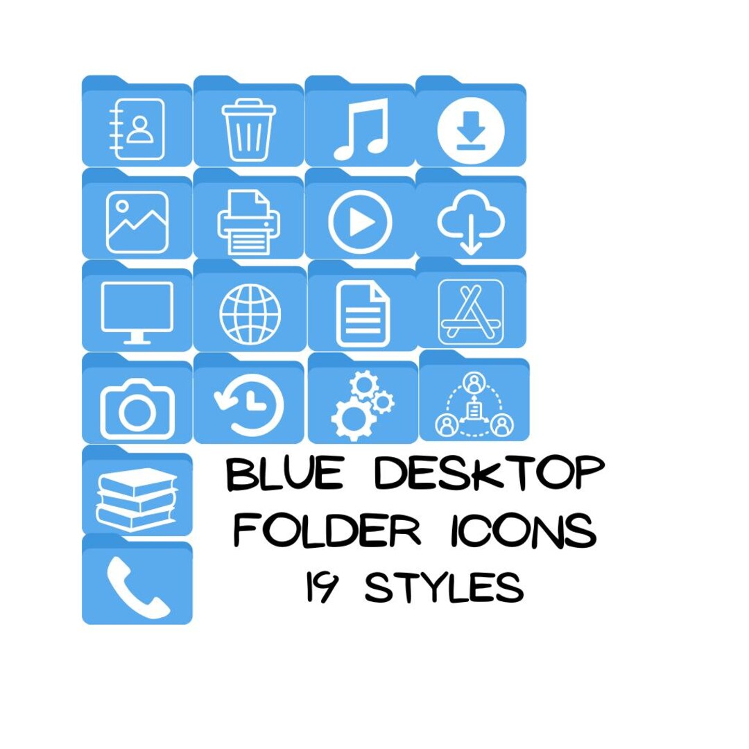Blue Desktop Folder Icons! - Etsy