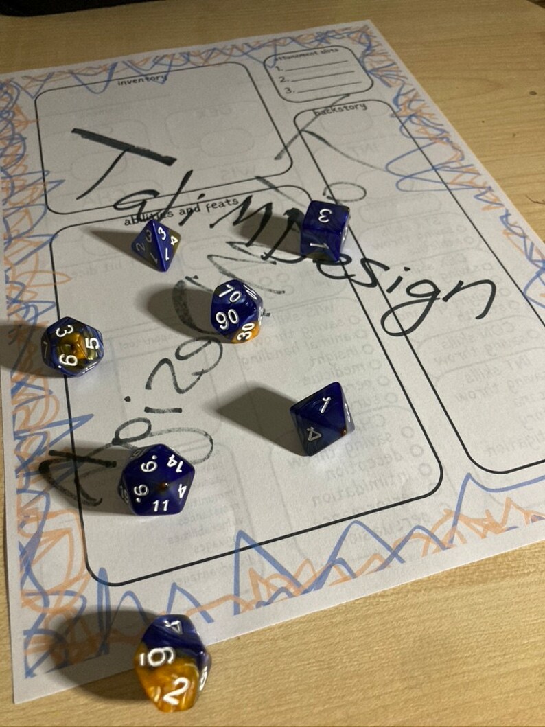 D&D Blue-orange Character Sheet - Etsy