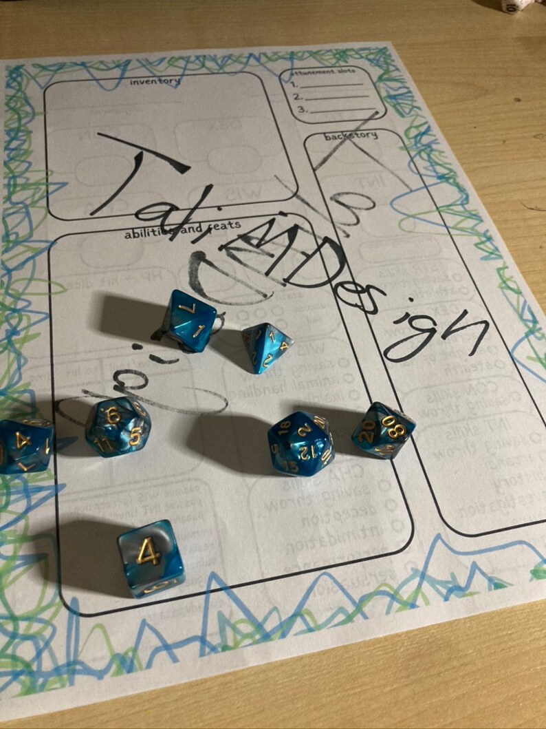 D&D Blue-green Character Sheet - Etsy