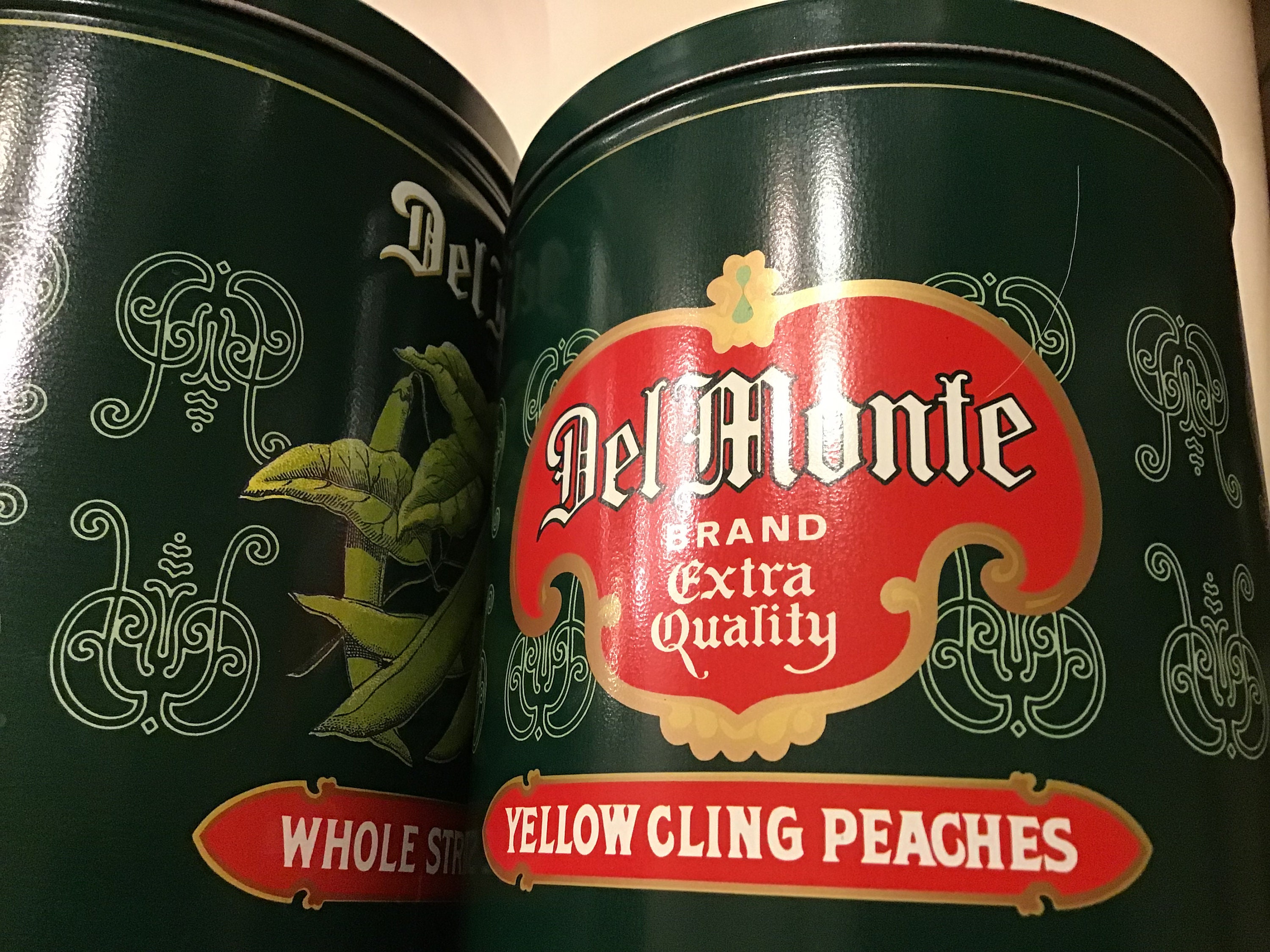 Del Monte Canister Set of 4 String Beans Tomatoes Peaches Pineapple ...