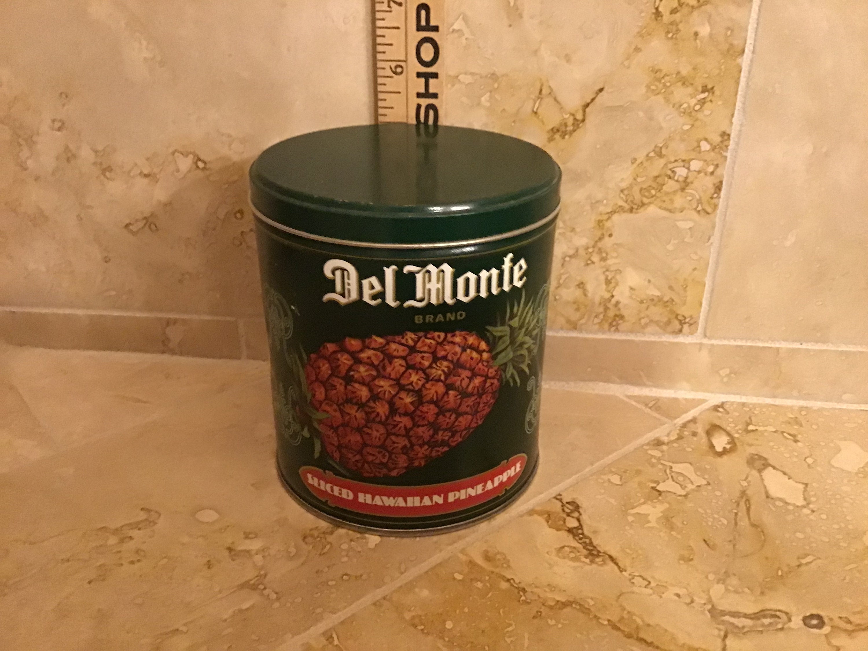 Del Monte Canister Set of 4 String Beans Tomatoes Peaches Pineapple ...