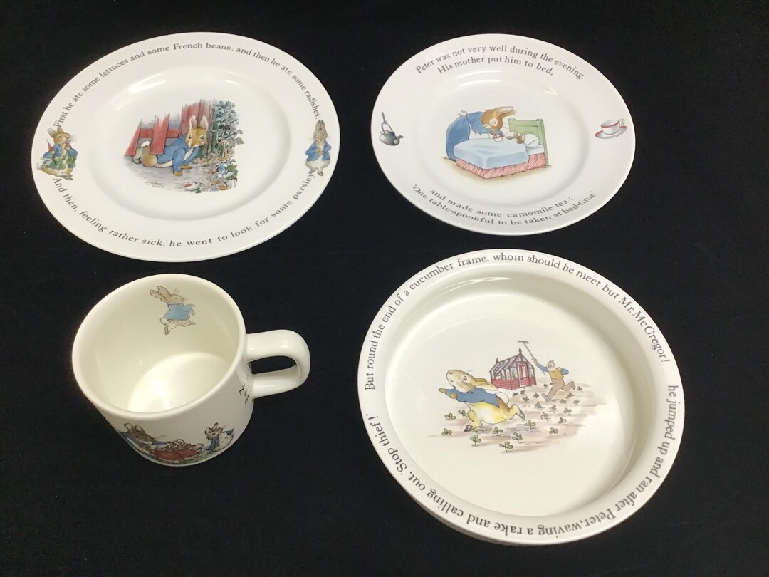 Peter Rabbit Wedgwood China 4 Piece Set Made in England Beatrix Potter ...