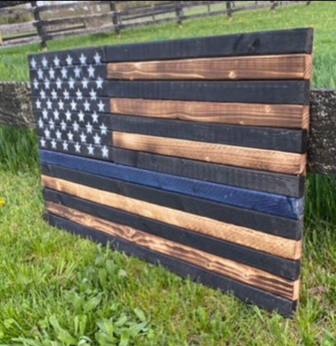 Rustic Blue Line Police Flag - Etsy