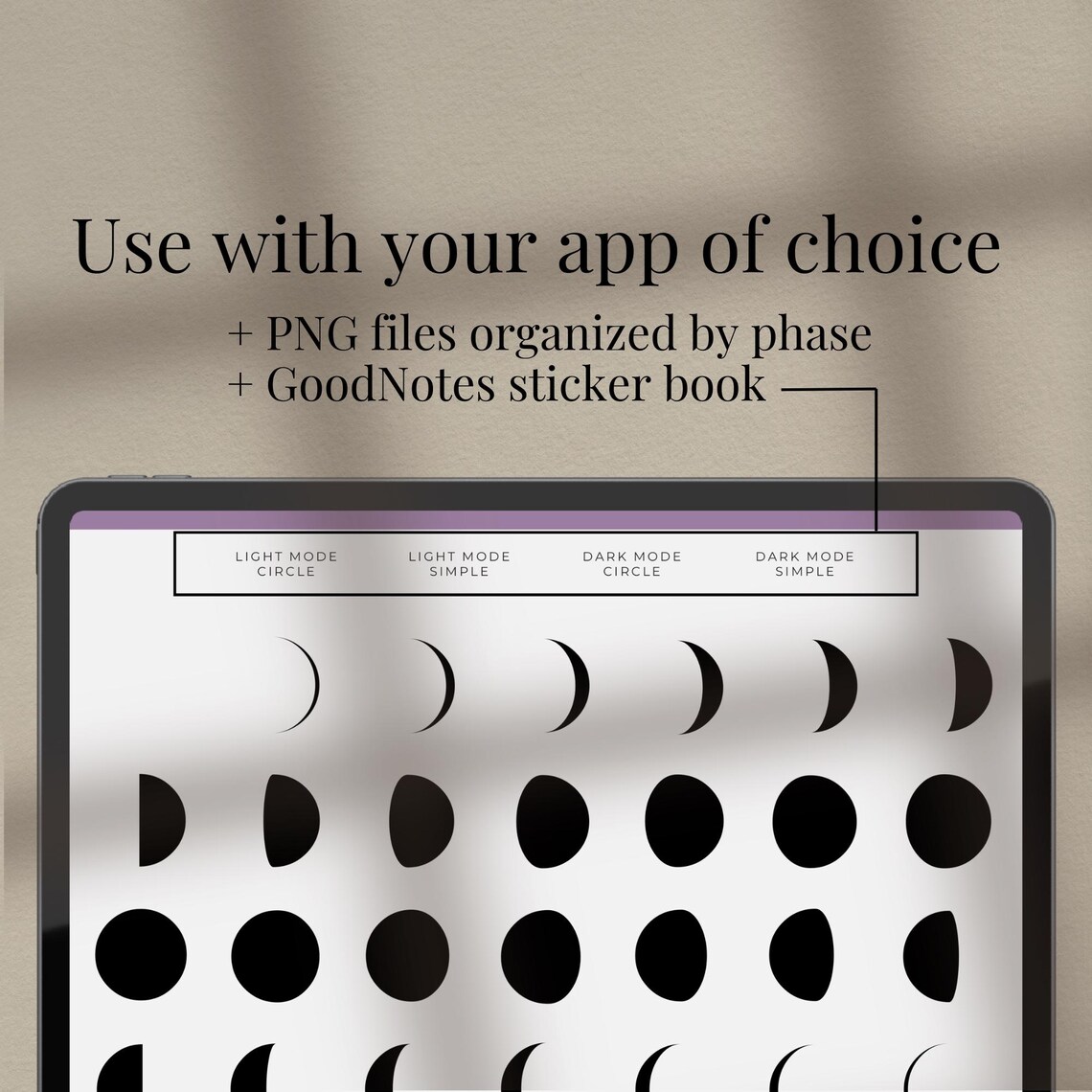 Moon Phase Goodnotes Stickers | 28 Day Lunar Cycle (digital Download ...