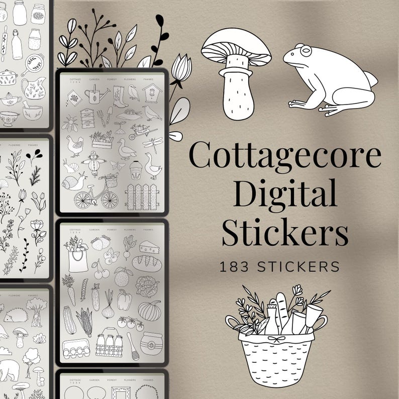 Cottagecore Digital Stickers for Goodnotes | Cottagecore Goodnotes ...