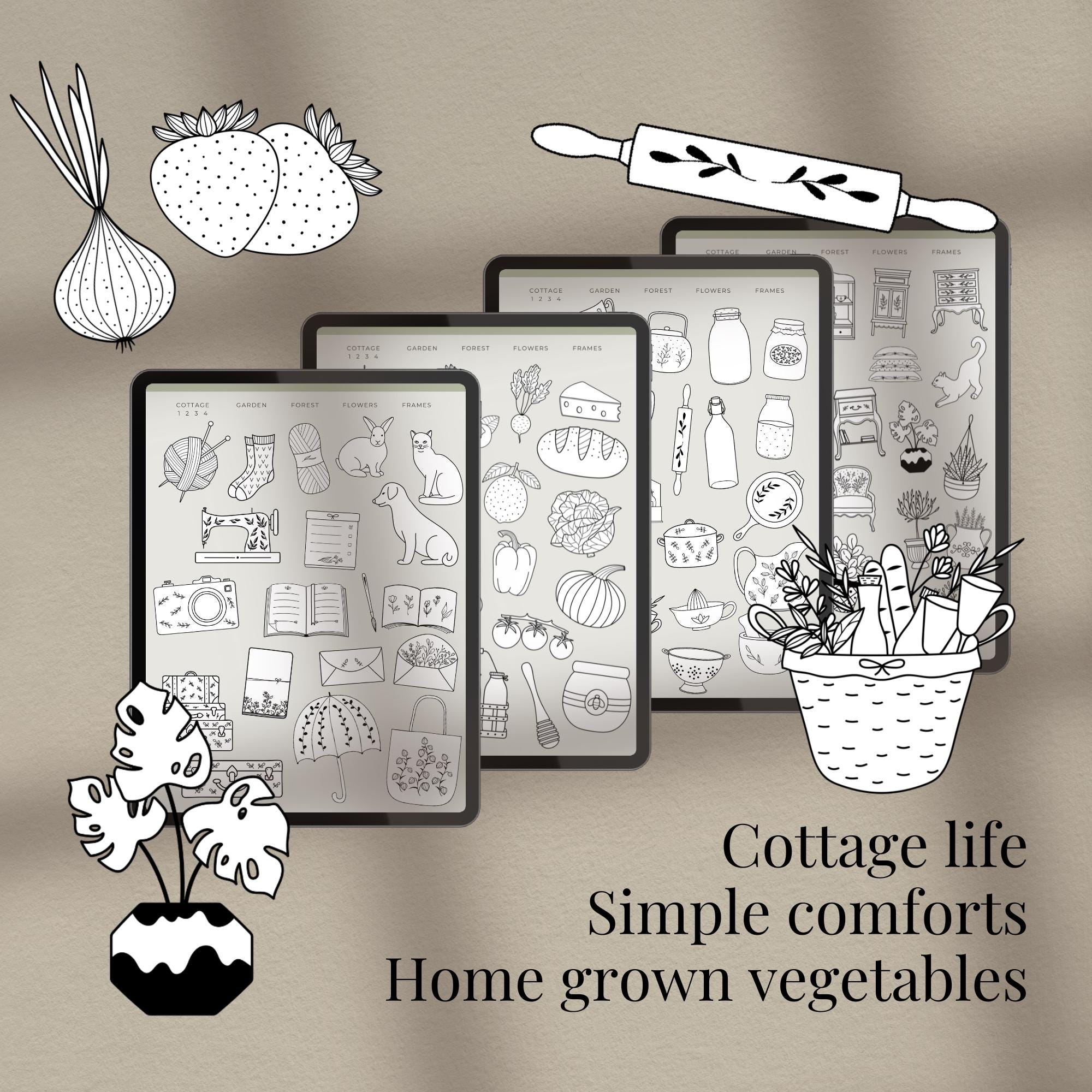 Cottagecore Digital Stickers for Goodnotes | Cottagecore Goodnotes ...
