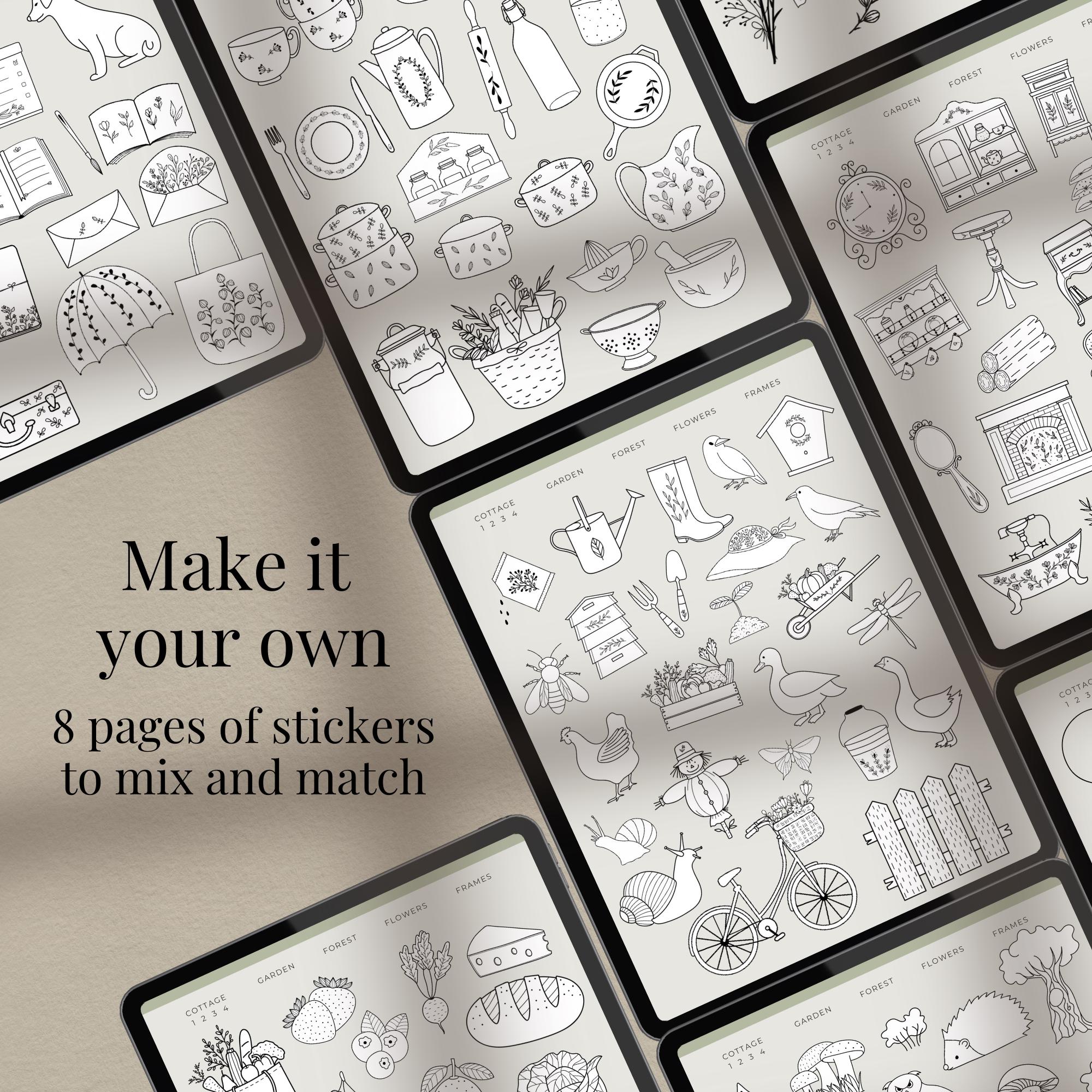 Cottagecore Digital Stickers | Goodnotes Planner Decorations (PNG ...