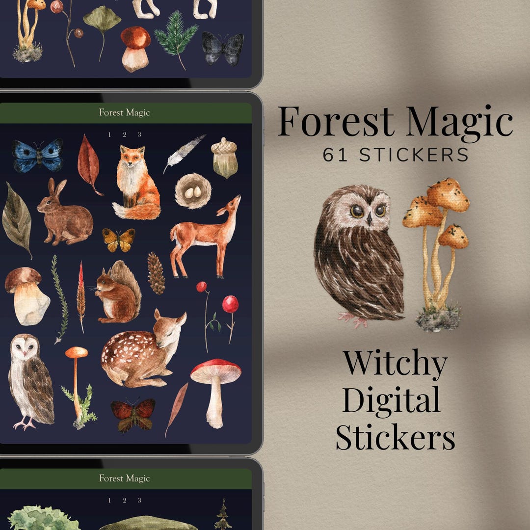 Forest Magic Witchy Stickers | Animal & Plant Digital Sticker Pack ...