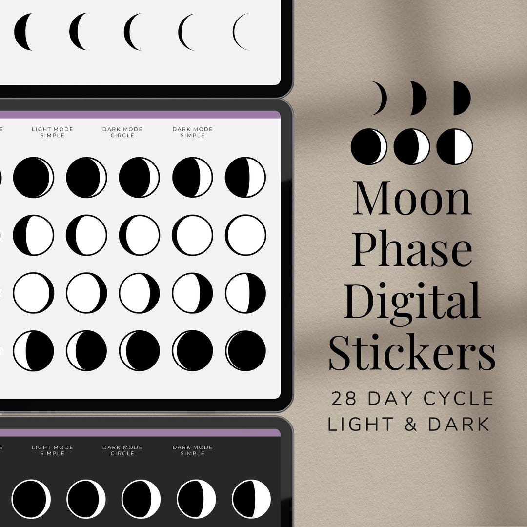 Moon Phase Goodnotes Stickers | 28 Day Lunar Cycle (digital Download ...