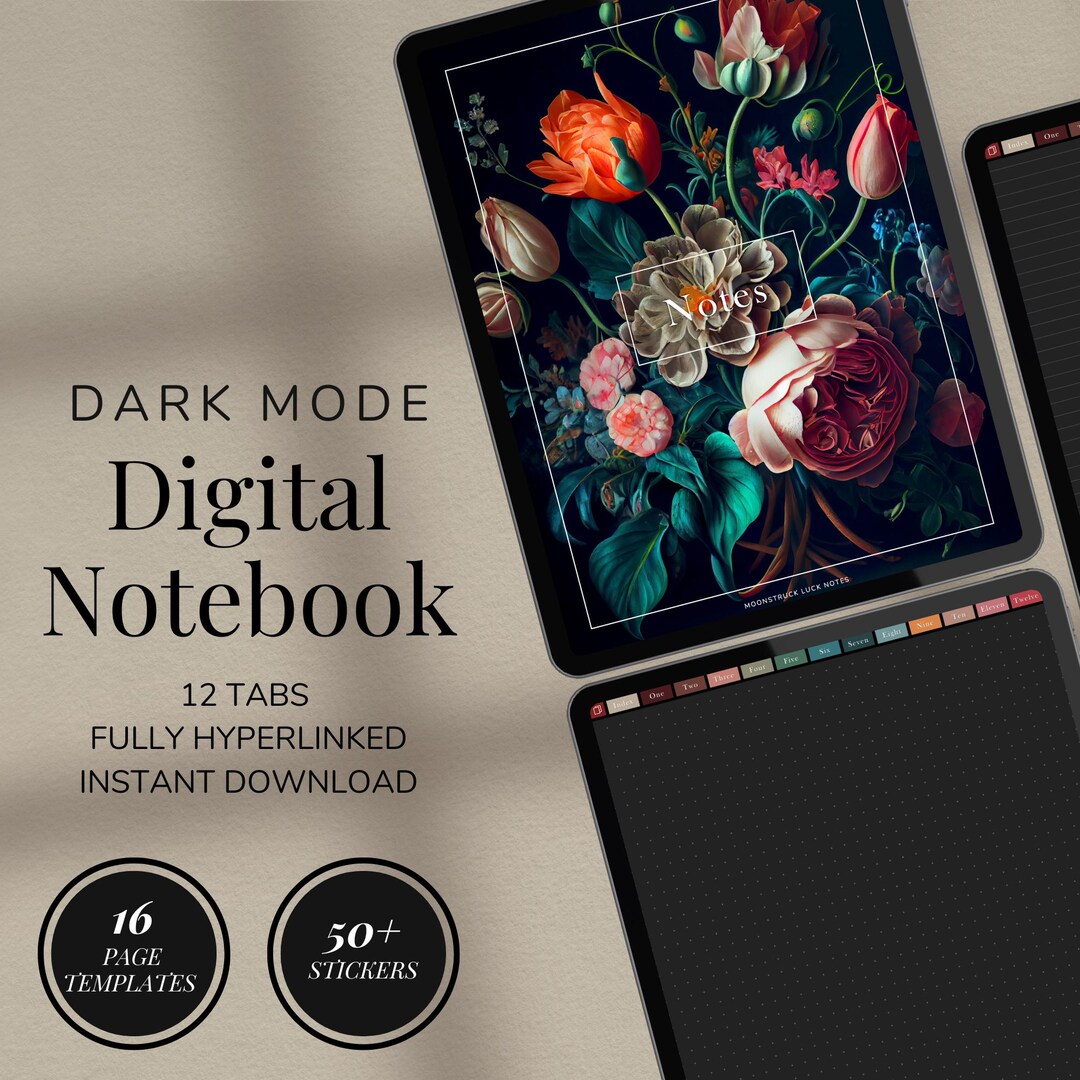 Dark Mode Digital Notebook for Goodnotes | Aesthetic Notes | Cornell ...