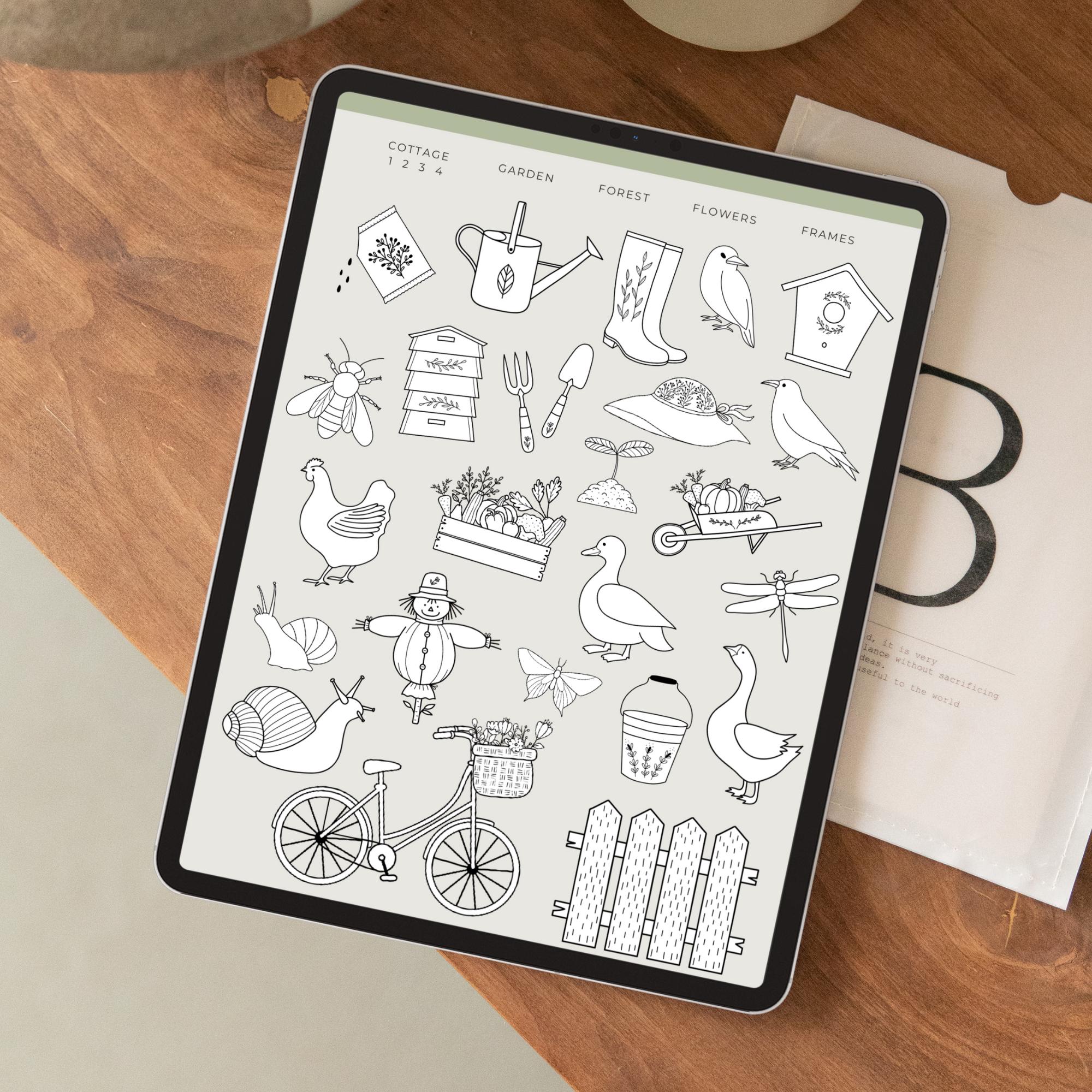 Cottagecore Digital Stickers | Goodnotes Planner Decorations (PNG ...