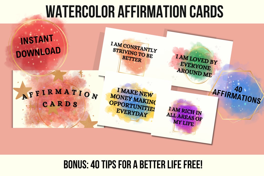 Watercolor Affirmation Cards for Women, Empowering Affirmation Cards ...