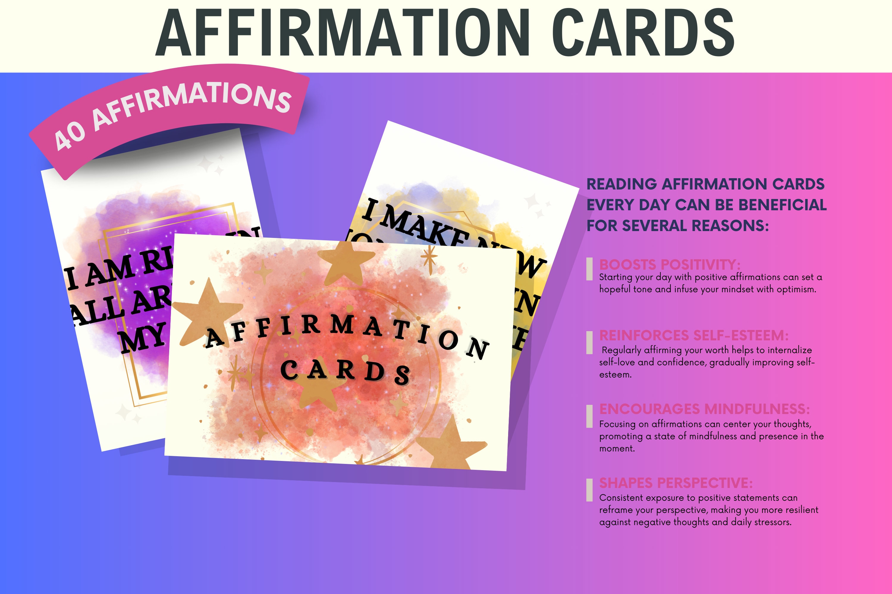 Watercolor Affirmation Cards for Women, Empowering Affirmation Cards ...