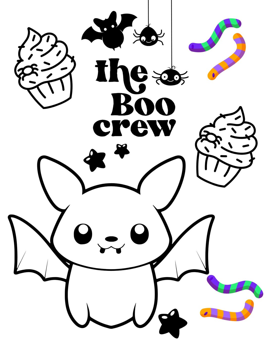 10 Kawaii Spooky Cute Halloween Coloring Pages for Kids - Etsy