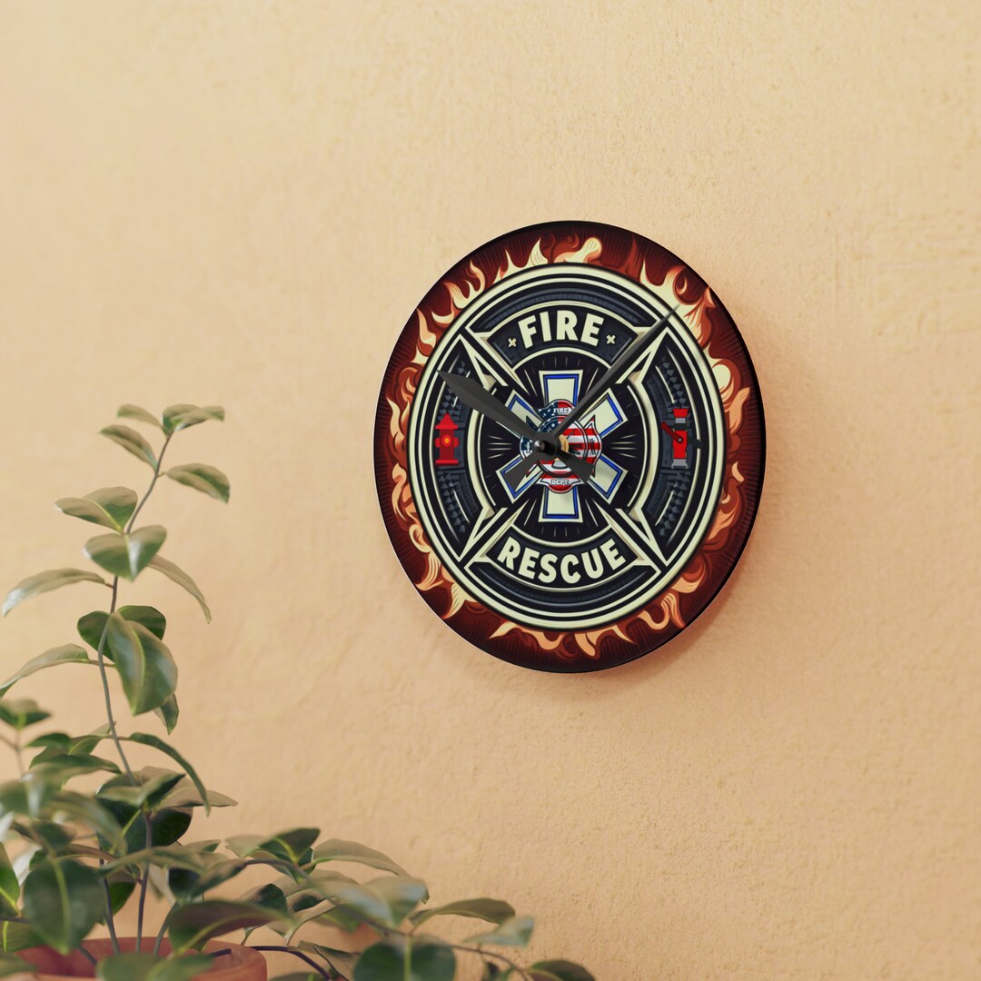 Fire Rescue Firefighter Acrylic Wall Clock - Etsy