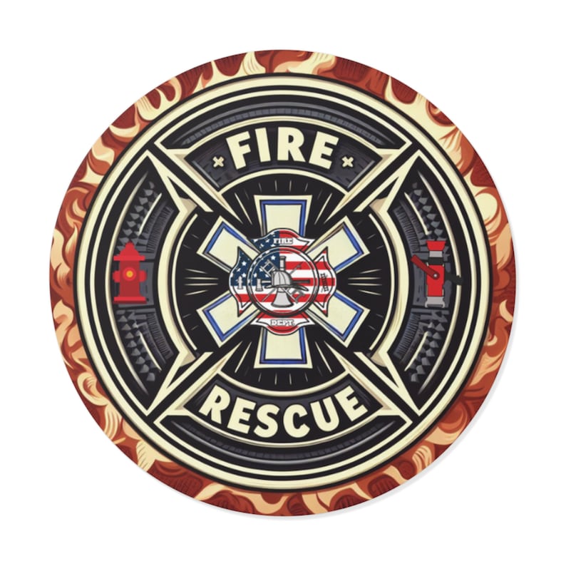 Fire Rescue Firefighter Round Vinyl Stickers - Etsy