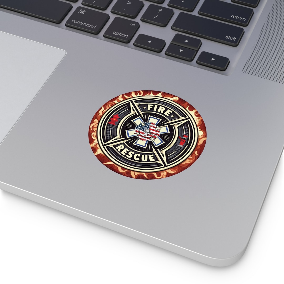 Fire Rescue Firefighter Round Vinyl Stickers - Etsy
