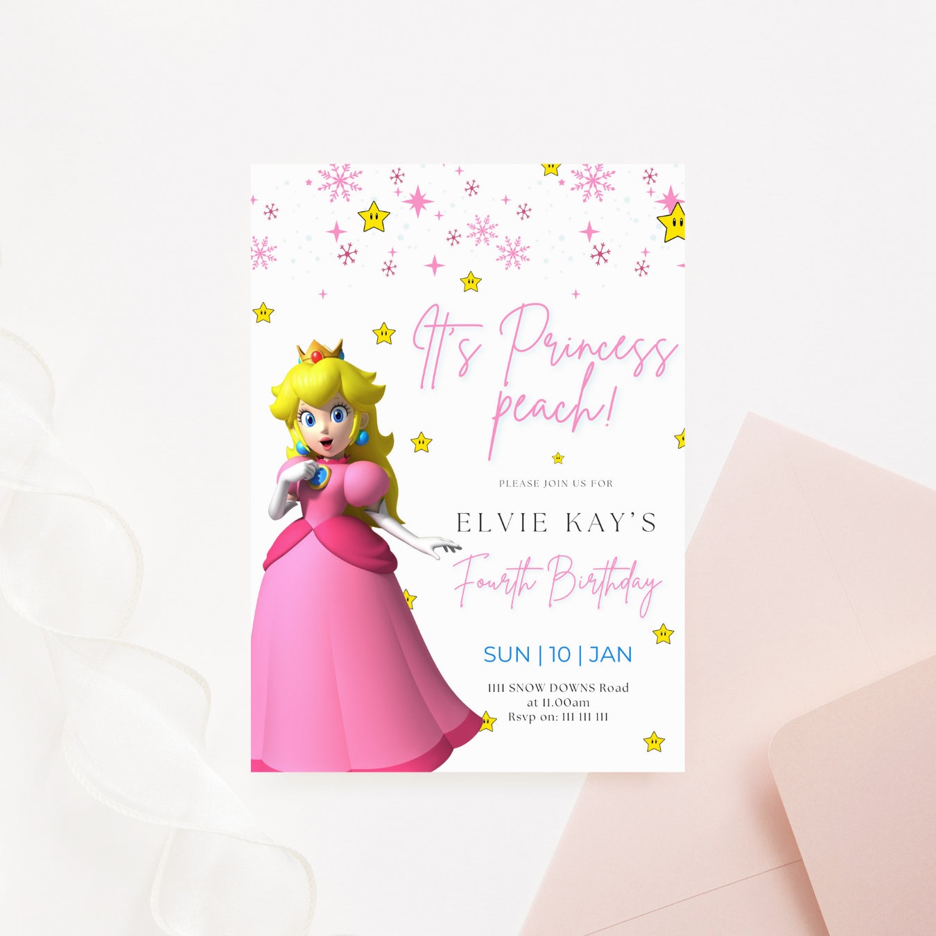 EDITABLE| Princess Peach Birthday Invitation Template, Mario and Luigi ...