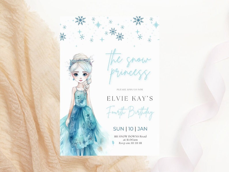EDITABLE Frozen Birthday Invitation Instant Download, Snow Princess ...
