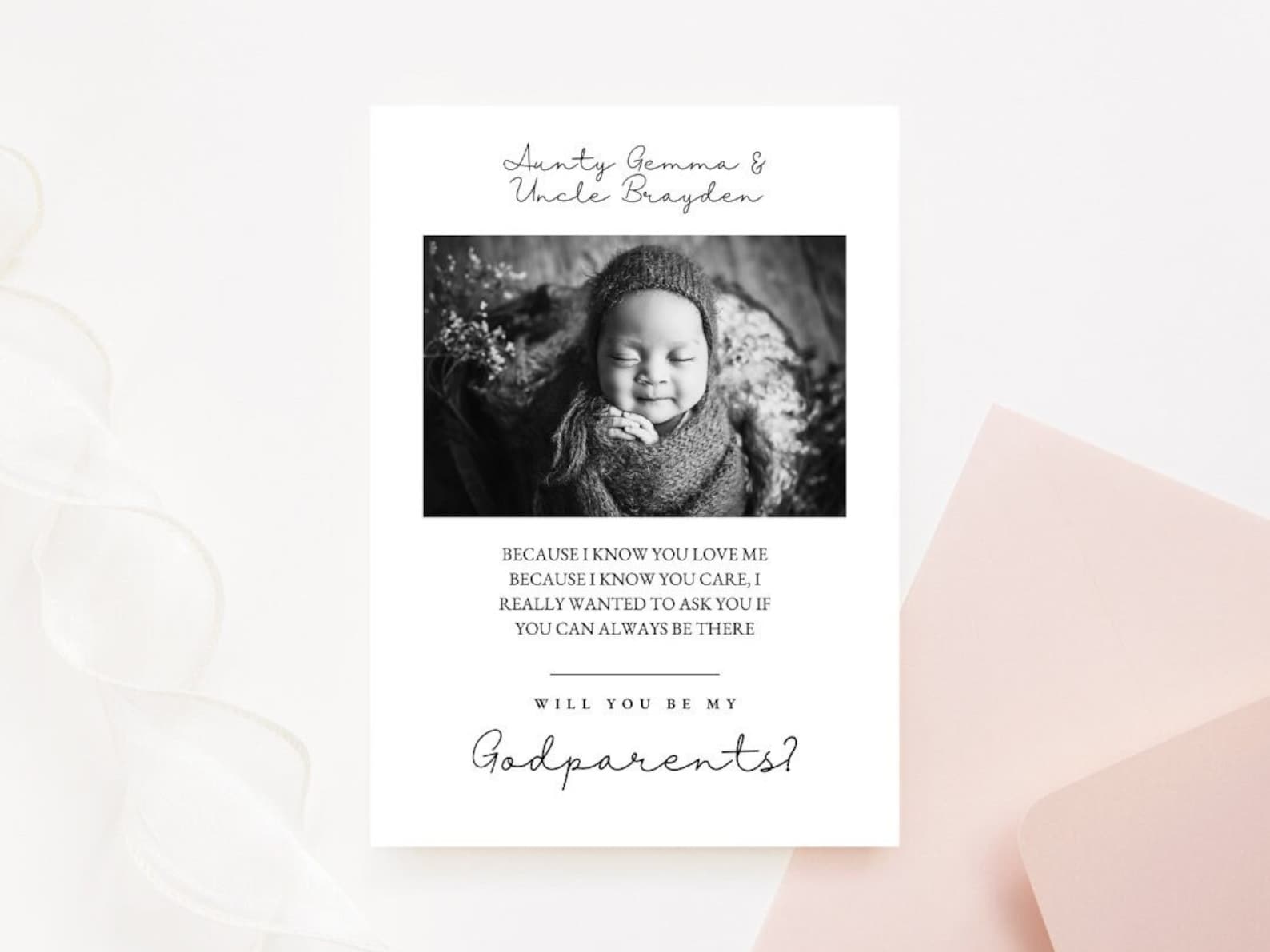 EDITABLE Minimalist Modern Will You Be My Godparents Proposal Card ...