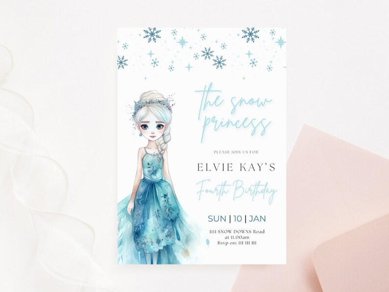 EDITABLE Frozen Birthday Invitation Instant Download, Snow Princess ...