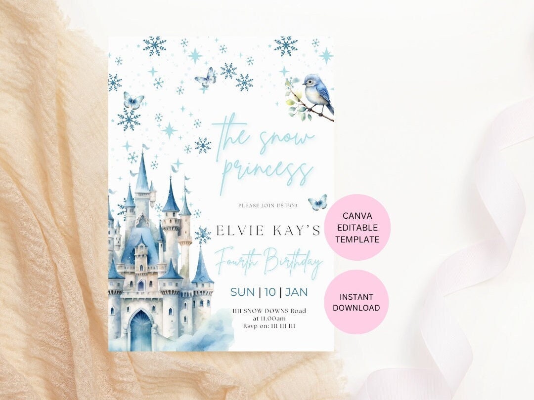 EDITABLE| Frozen Birthday Invitation Instant Download, Snow Princess ...