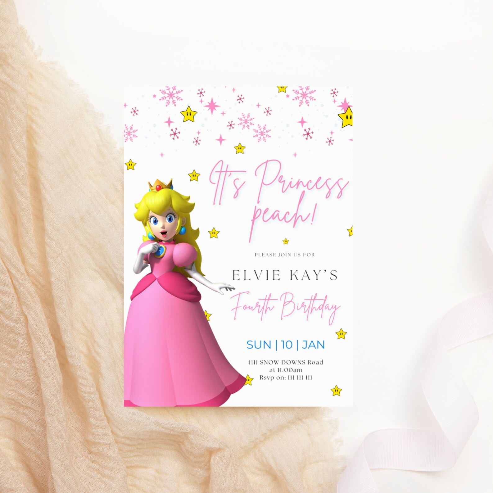 EDITABLE| Princess Peach Birthday Invitation Template, Mario and Luigi ...
