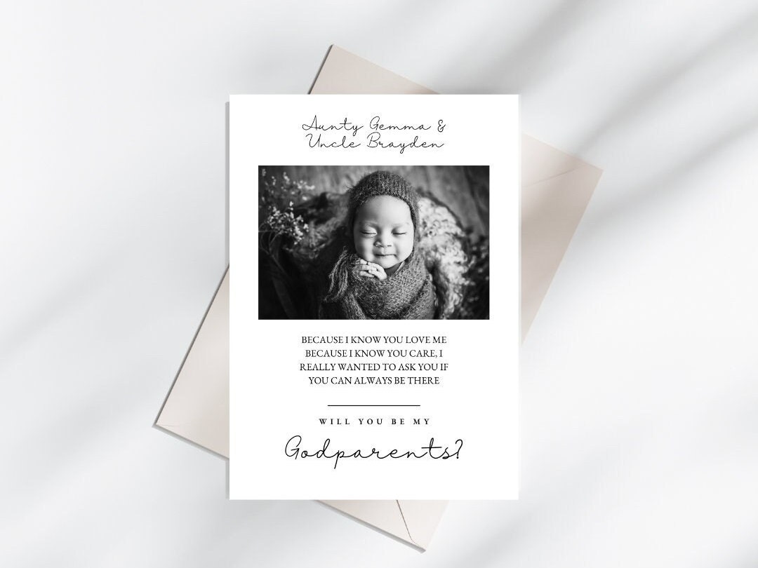 EDITABLE Minimalist Modern Will You Be My Godparents Proposal Card ...