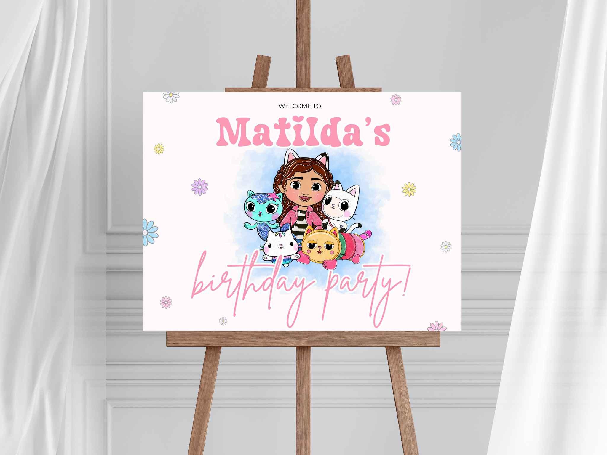 Gabby's Dollhouse Birthday Welcome Sign: Pink Pastel Party (digital ...