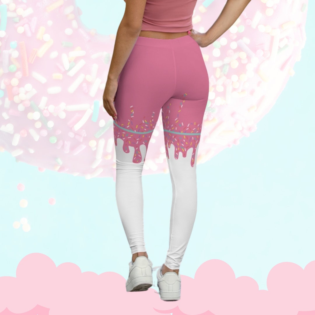 Candycore Dripping Pink Sprinkles Spandex Leggings Bright Candy Raver ...