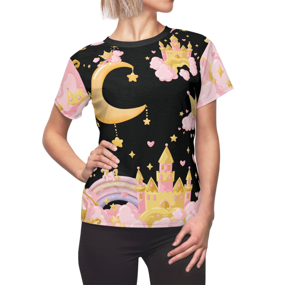 Kawaii Princess Magical Shirt Black Pastel Goth Pink Castle Cute Clouds ...