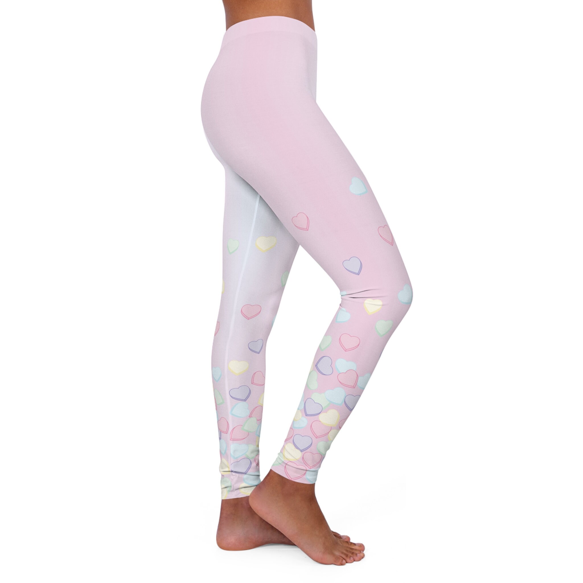 Kawaii Candy Hearts Candycore Spandex Leggings Pastel Babycore ...
