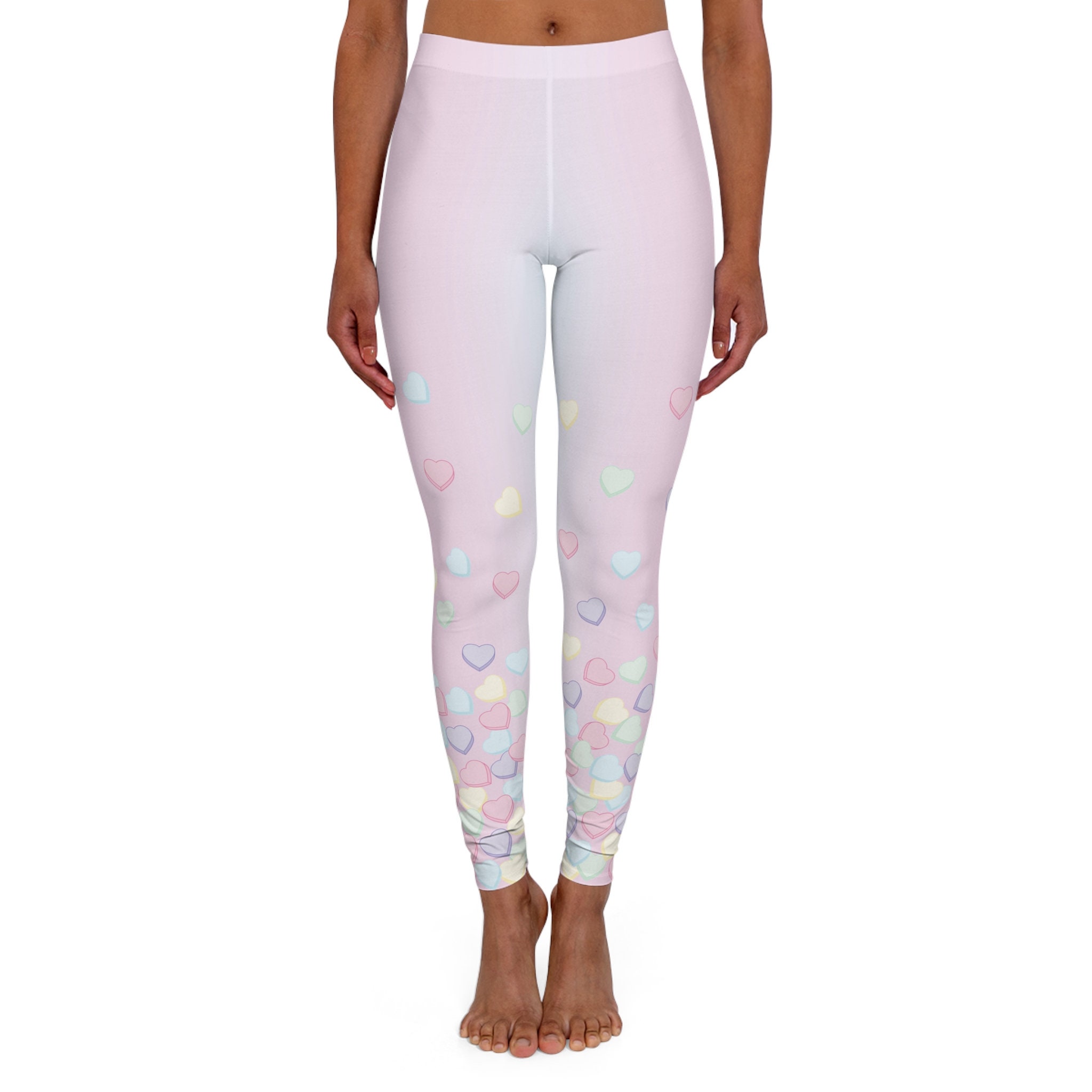 Kawaii Candy Hearts Candycore Spandex Leggings Pastel Babycore ...