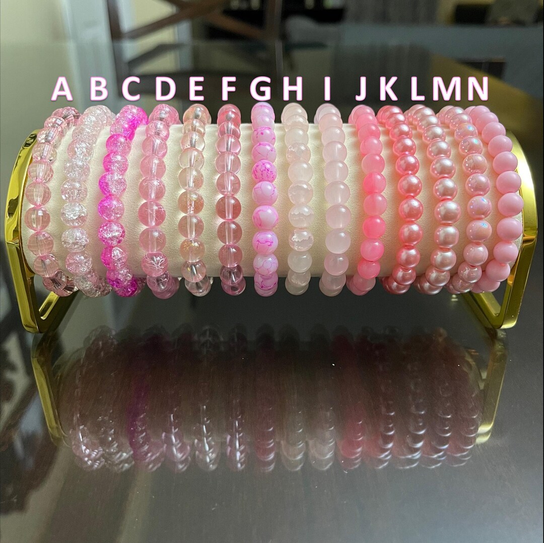 Pink Bead Stretch Bracelets - Etsy