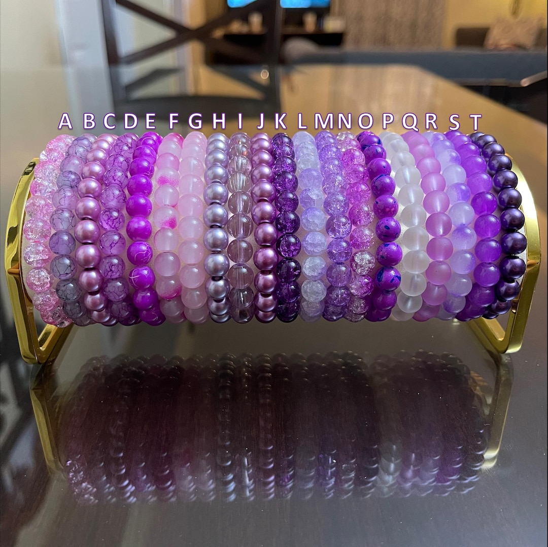 Purple Bead Stretch Bracelets - Etsy