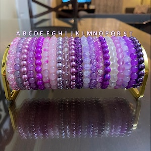 Purple Bead Stretch Bracelets - Etsy